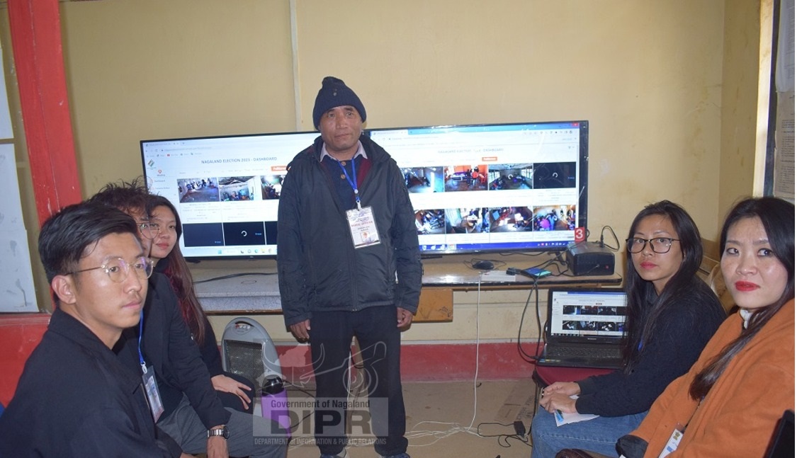 NIC Team, Wokha monitoring webcasting facility set up in various polling stations under Wokha ...
